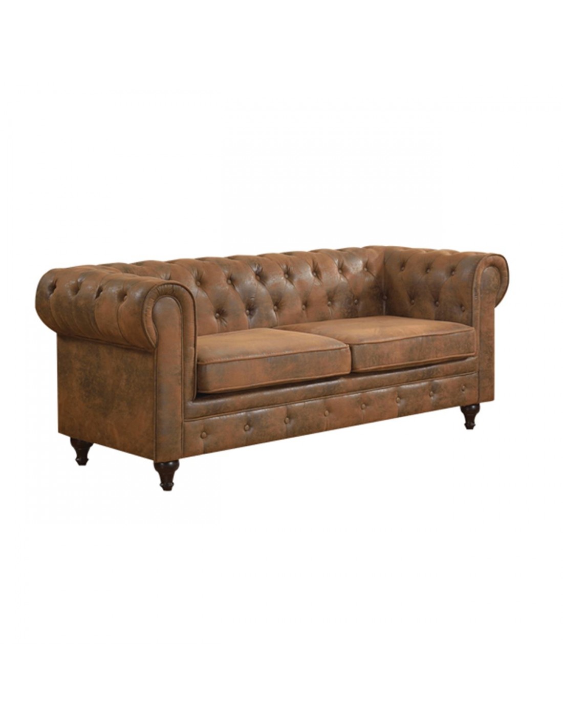 CHESTERFIELD 3-Seater Sofa Brown Camel Fabric