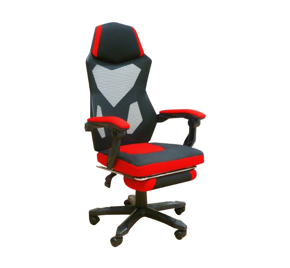 A6220 ARMCHAIR WITH FOOTSTOOL - MESH / BLACK - RED